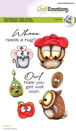 Craft Emotions - A6 - Clear Polymer Stamp Set - Carla Creaties - Owls ...