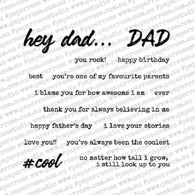 Paper Rose - Hey Dad 4 x 4 - Clear Stamp Set – Topflight Stamps, LLC