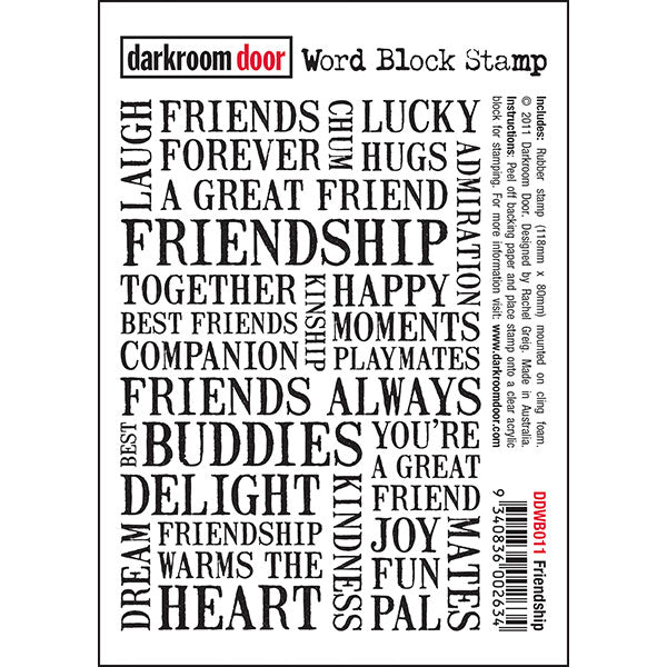 Darkroom Door - Word Block - Friendship - Red Rubber Cling Stamps ...